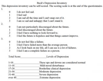 BECK DEPRESSION INVENTORY BDI